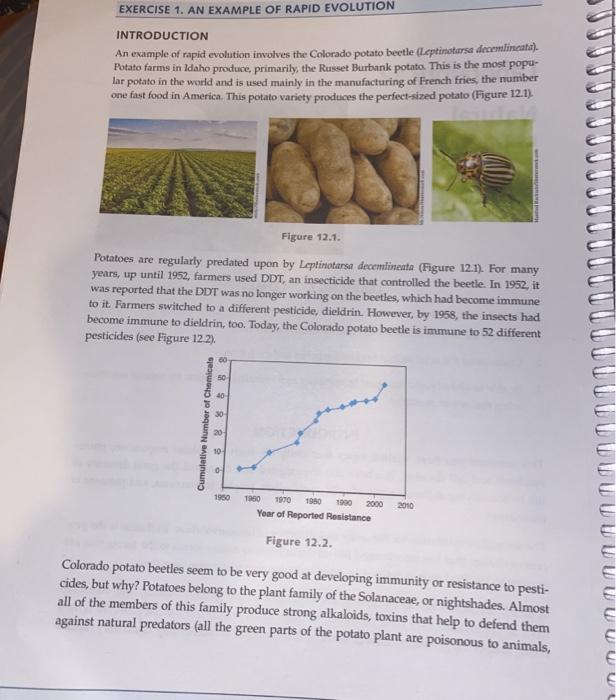 Solved EXERCISE 1. AN EXAMPLE OF RAPID EVOLUTION | Chegg.com