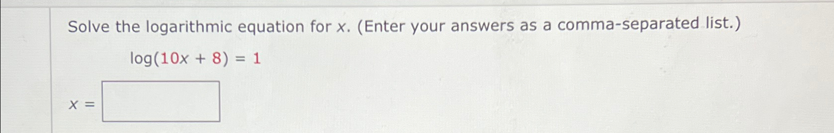 Solve the logarithmic equation for x. (Enter your | Chegg.com