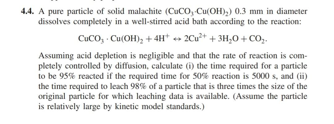 Solved A pure particle of solid malachite (CuCO3·Cu(OH)2) | Chegg.com