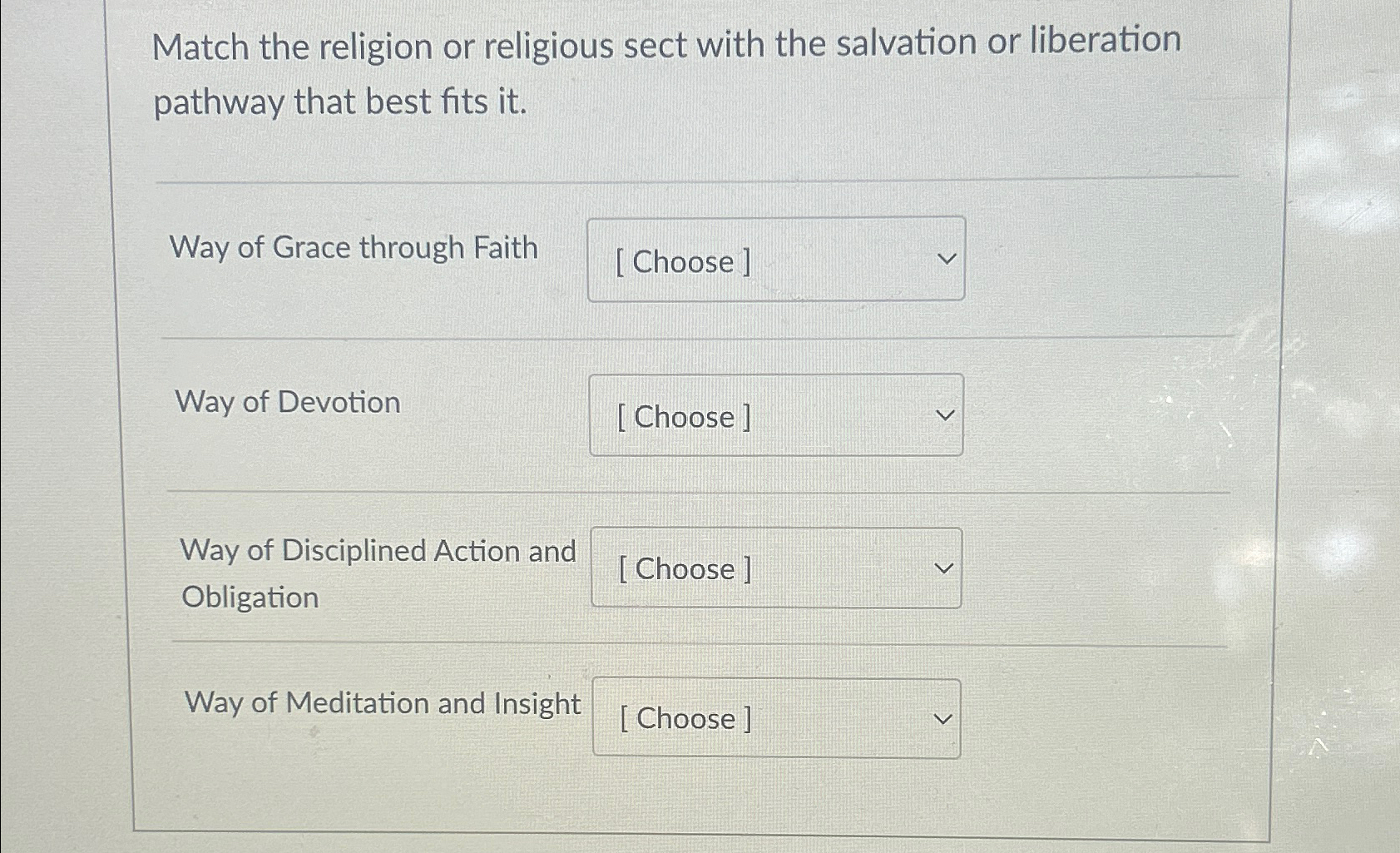 Solved Match the religion or religious sect with the | Chegg.com