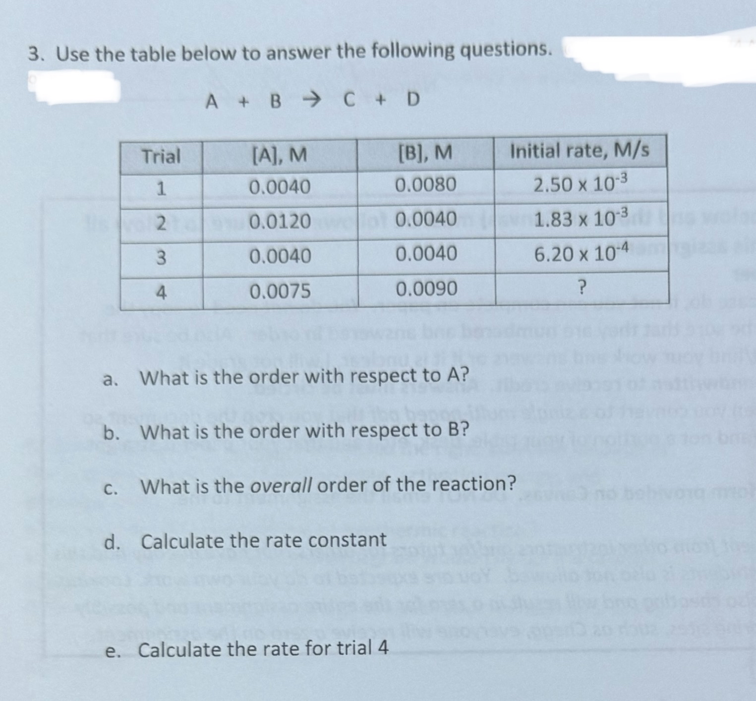 Solved Use the table below to answer the following | Chegg.com