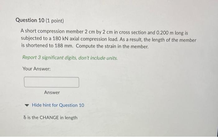 Solved A short compression member 2 cm by 2 cm in cross | Chegg.com