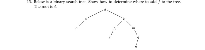 Solved to the tree. 13. Below is a binary search tree. Show | Chegg.com