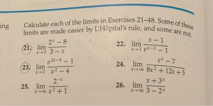 Solved ing Calculate each of the limits in Exercises 21-48. | Chegg.com