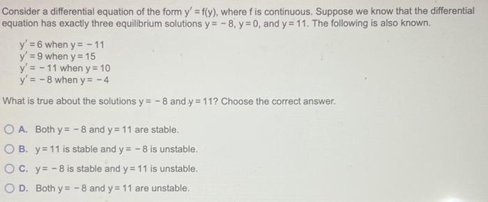 Solved Consider a differential equation of the form y′=f(y), | Chegg.com