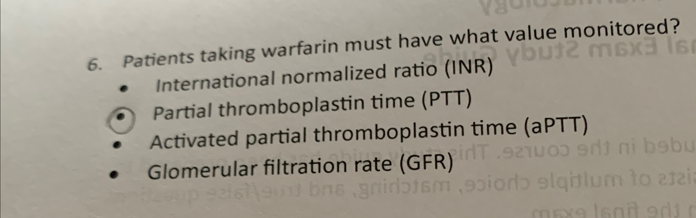 Solved Patients taking warfarin must have what value | Chegg.com