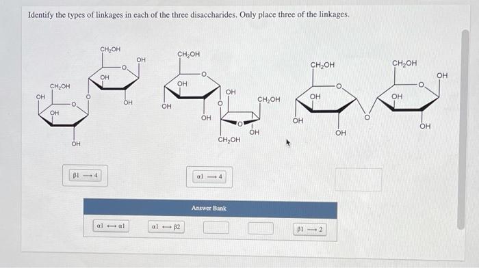 Solved Identify the types of linkages in each of the three | Chegg.com Solved Identify the types of linkages in each of the three | Chegg.com