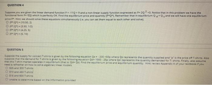 Solved QUESTION 4 2 Suppose you are given the linear demand | Chegg.com
