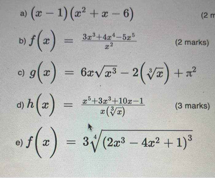Solved differentiate each of the following with respect to x | Chegg.com