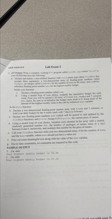 Solved (2ose EtID) that does the followine Inude your | Chegg.com