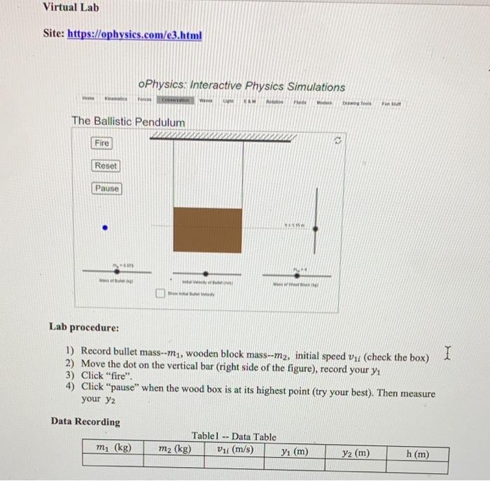 Lab 6: Energy - Ballistic Pendulum INSTRUCTIONS | Chegg.com