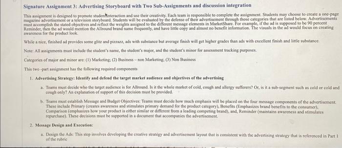 Solved Signature Assignment 3: Advertising Storyboard with | Chegg.com