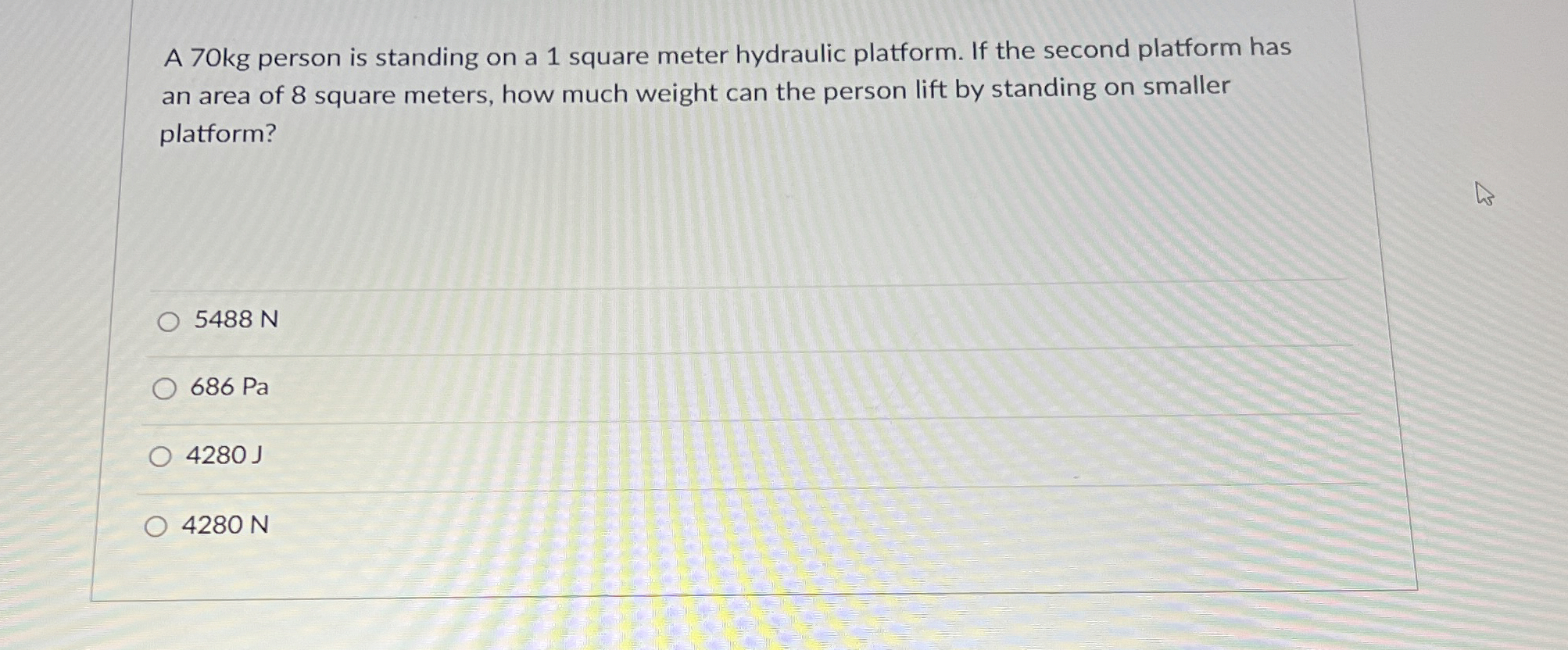 Solved A 70kg ﻿person is standing on a 1 ﻿square meter | Chegg.com