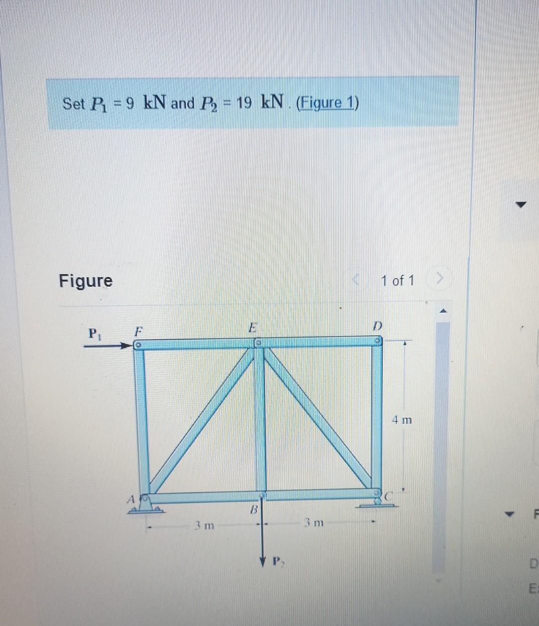 Set P1=9kN and P2=19kN (Figure 1) Figure | Chegg.com