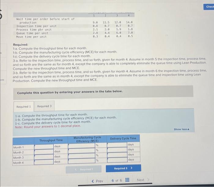 Solved Required: 1-a. Compute the throughput time for each | Chegg.com