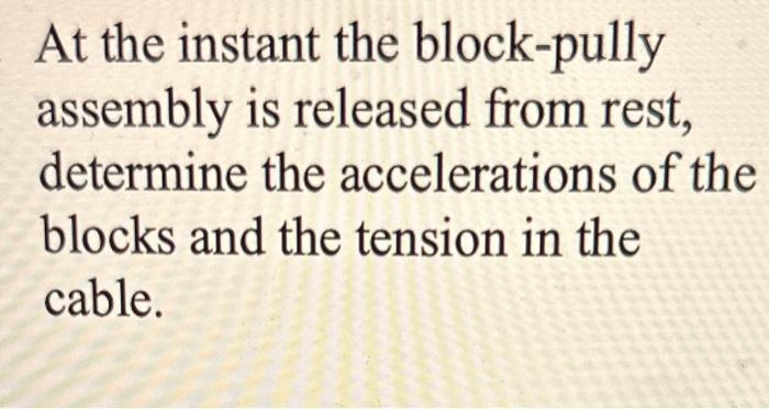 Solved At the instant the block-pully assembly is released | Chegg.com