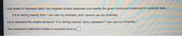 Solved Use letters to represent each non-negated simple | Chegg.com