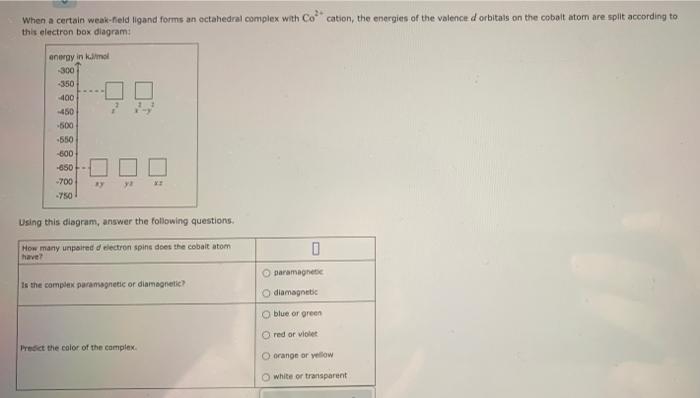 Solved When a certain weat-field ligand forms an octahedral | Chegg.com