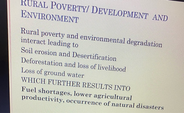 Solved RURAL POVERTY/ DEVELOPMENT AND ENVIRONMENT Rural | Chegg.com