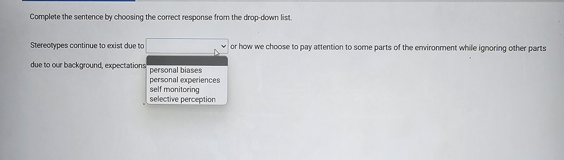 Solved Complete the sentence by choosing the correct | Chegg.com