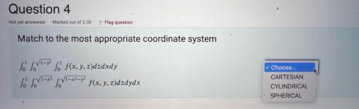 Solved Match to the most appropriate coordinate system | Chegg.com