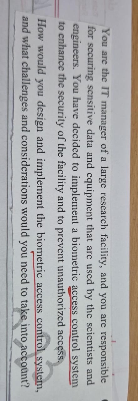 Solved You are the IT manager of a large research facility, | Chegg.com