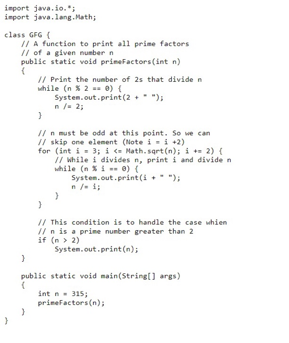 Solved import java.io.*; import java.lang. Math; class GFG { | Chegg.com