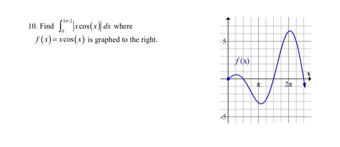 Solved 10. Find L" "|rcos(x) dx where /(x) = x cos(x) is | Chegg.com