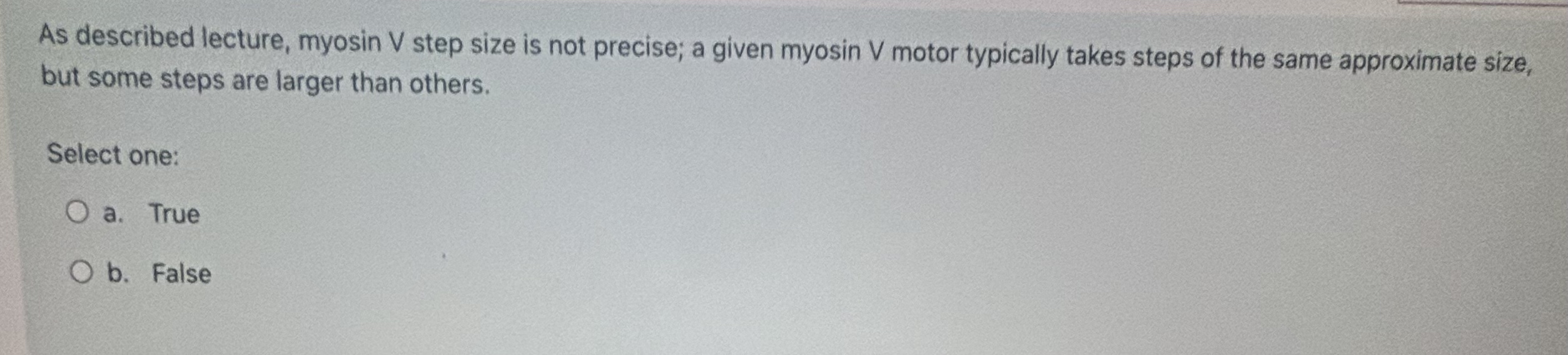 Solved As described lecture, myosin V ﻿step size is not | Chegg.com