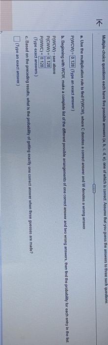 Solved K Multiple-choice questions each have five possible | Chegg.com