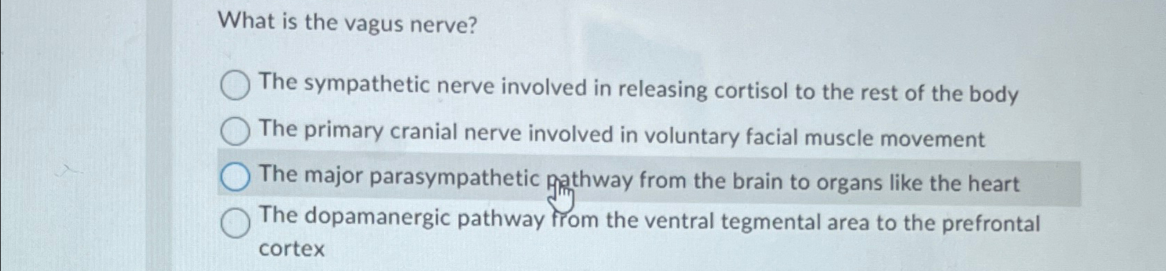 Solved What is the vagus nerve?The sympathetic nerve | Chegg.com