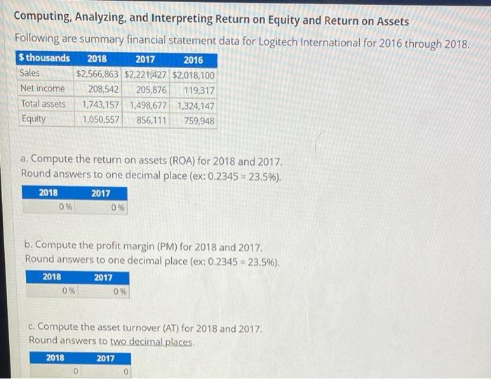 Solved Computing, Analyzing, and Interpreting Return on | Chegg.com