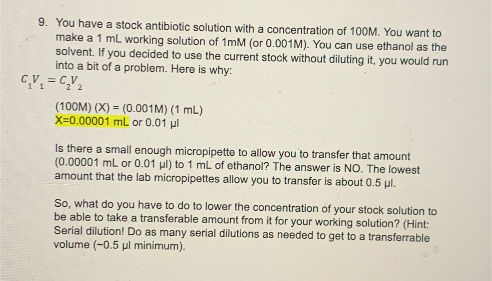 Solved You have a stock antibiotic solution with a | Chegg.com
