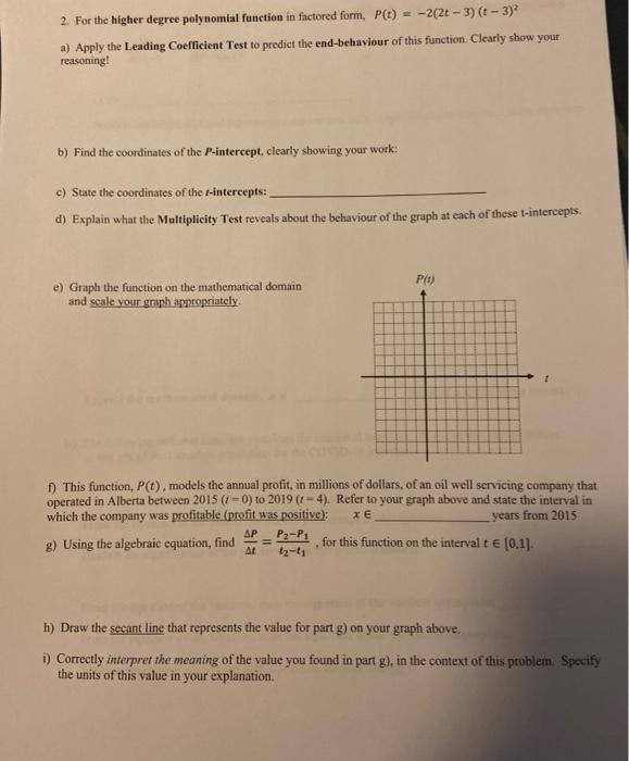 Solved 2. For the higher degree polynomial function in | Chegg.com