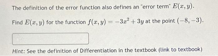 Solved The definition of the error function also defines an | Chegg.com