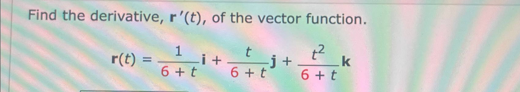 Solved Find the derivative, r'(t), ﻿of the vector | Chegg.com