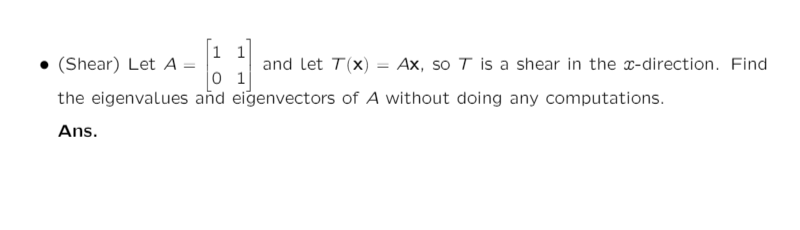 Solved (Shear) ﻿Let A=[1101] ﻿and let T(x)=Ax, ﻿so T ﻿is a | Chegg.com