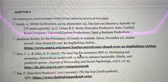 Solved The following are examples of correct in-text | Chegg.com