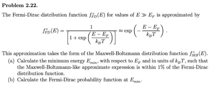 Solved Problem 2.22. The Fermi-Dirac distribution function | Chegg.com