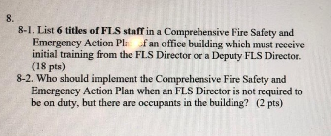 8. 8-1. List 6 titles of FLS staff in a Comprehensive | Chegg.com