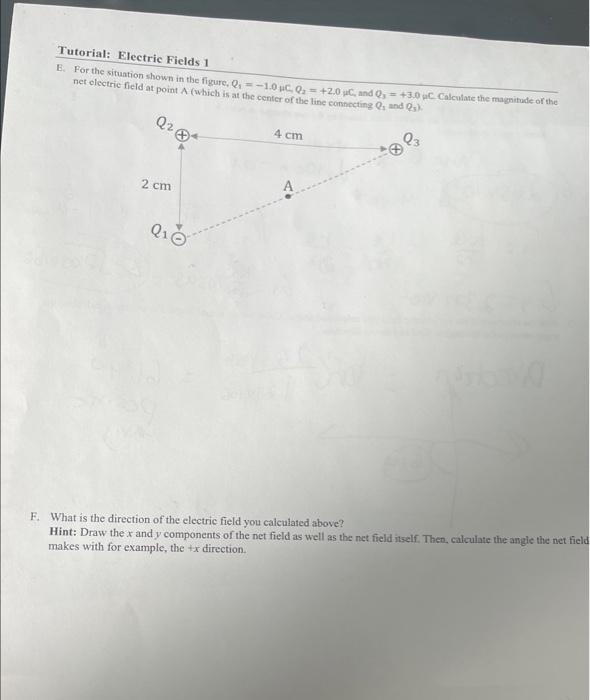 Solved Tutorial: Electric Fields 1 B. For the situation | Chegg.com