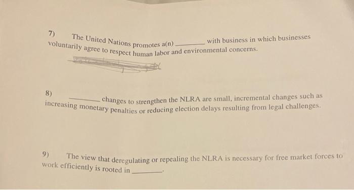 Solved 7) The United Nations promotes a(n) voluntarily agree | Chegg.com