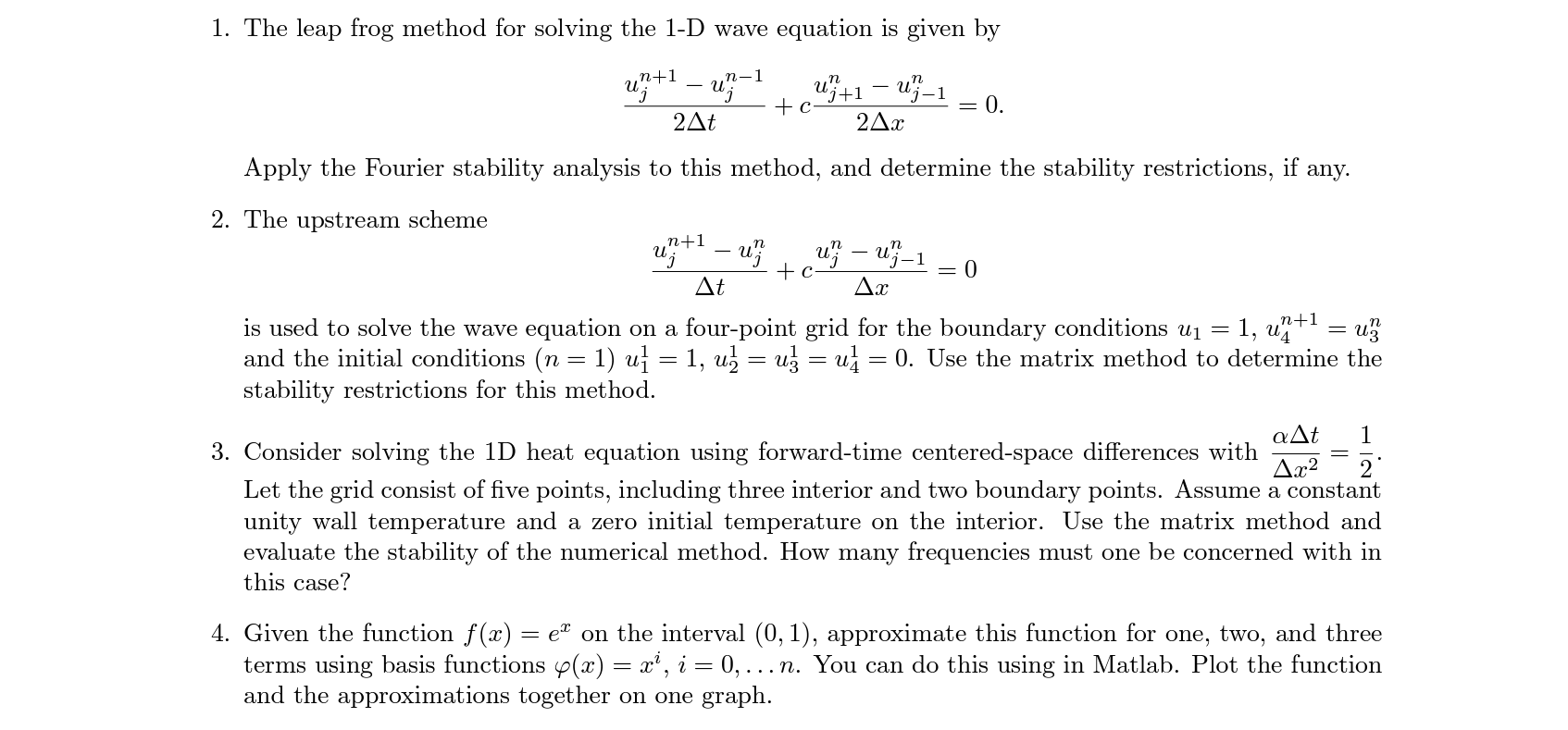 Solved The leap frog method for solving the 1-D ﻿wave | Chegg.com