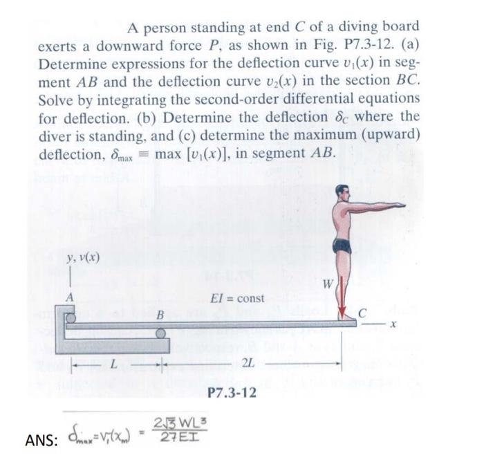 Solved A person standing at end C of a diving board exerts a | Chegg.com