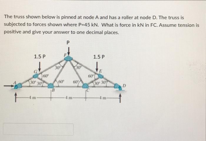 Solved The truss shown below is pinned at node A and has a | Chegg.com