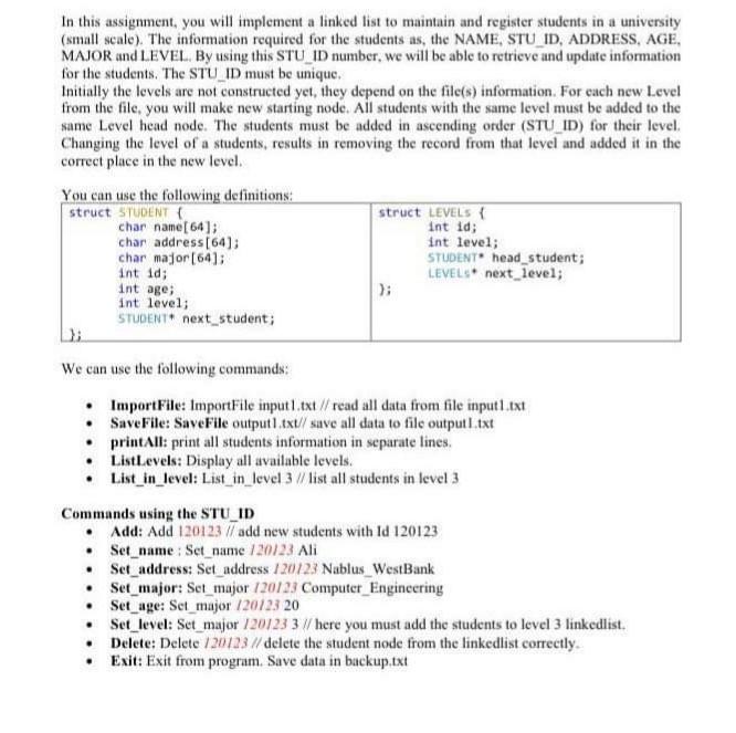 In this assignment, you will implement a linked list | Chegg.com