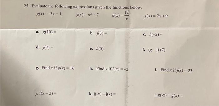 Solved 25. Evaluate the following expressions given the | Chegg.com