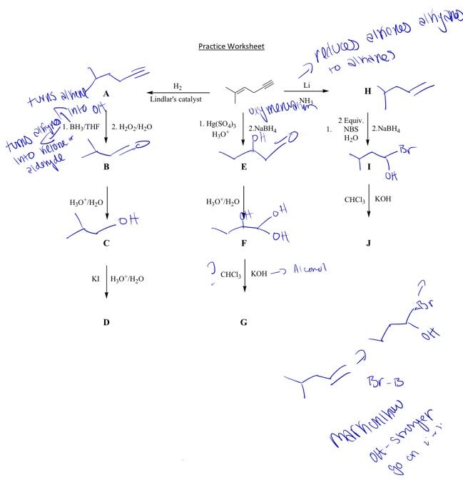 Solved Practice Worksheet A NH3 Li H 1. BH3/THF↓ 2. H2O2/H2O | Chegg.com