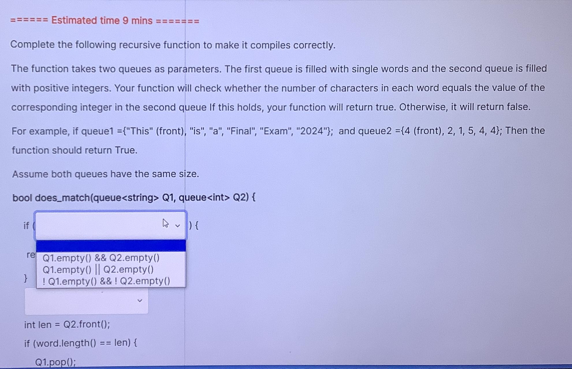 Solved ====== ﻿Estimated time 9 ﻿mins =======Complete the | Chegg.com