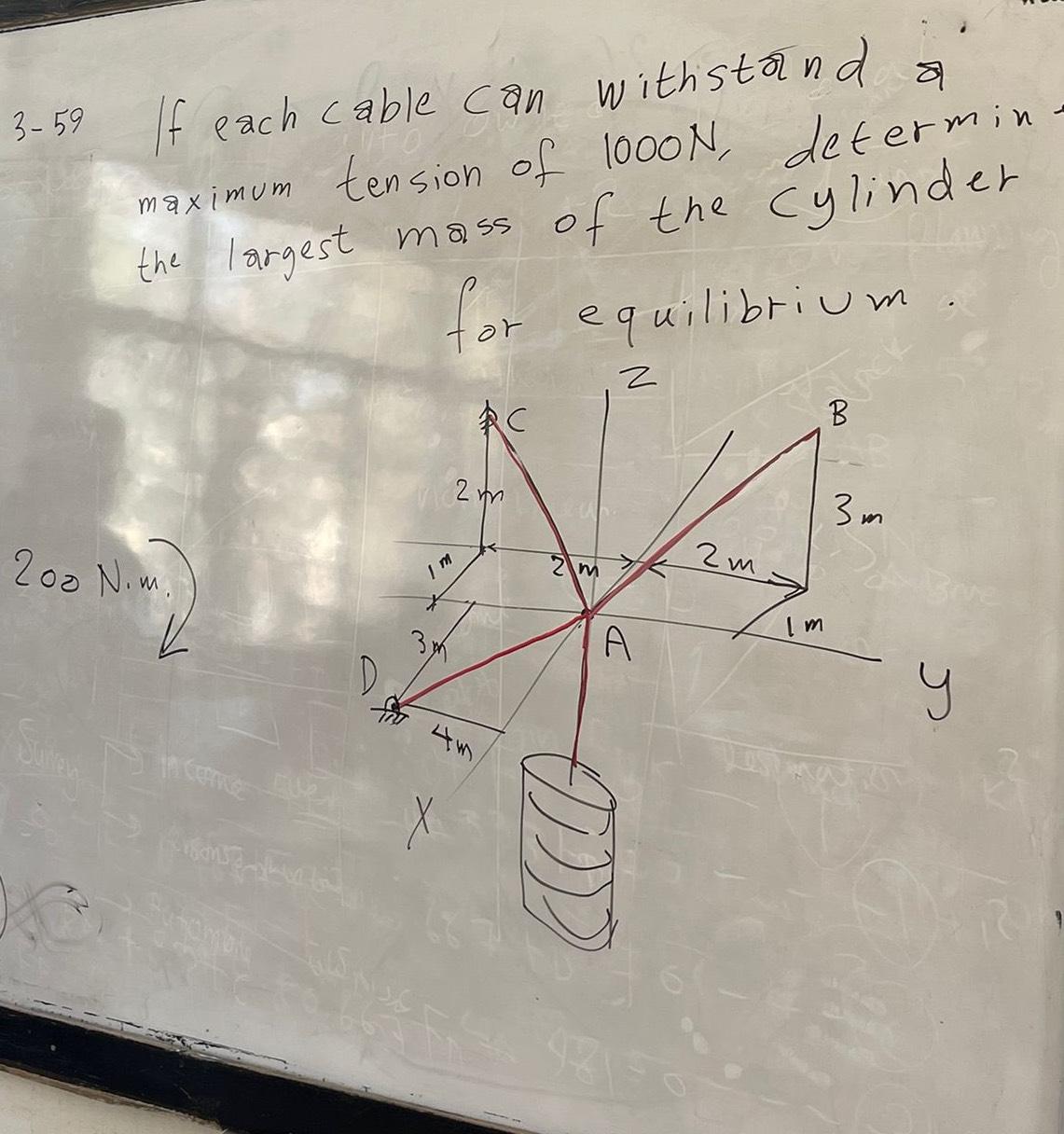 Solved 3-59 ﻿If each cable can withstaind a maximum tension | Chegg.com